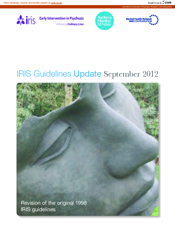 (PDF) IRIS Guidelines: Early Intervention in PsychosisIRIS Guidelines ...