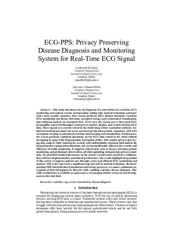 (PDF) ECG-PPS: Privacy Preserving Disease Diagnosis and Monitoring ...