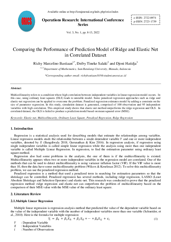 (PDF) Comparing the Performance of Prediction Model of Ridge and ...
