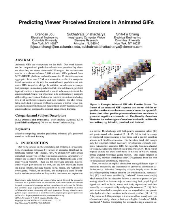 (PDF) Predicting Viewer Perceived Emotions in Animated GIFs