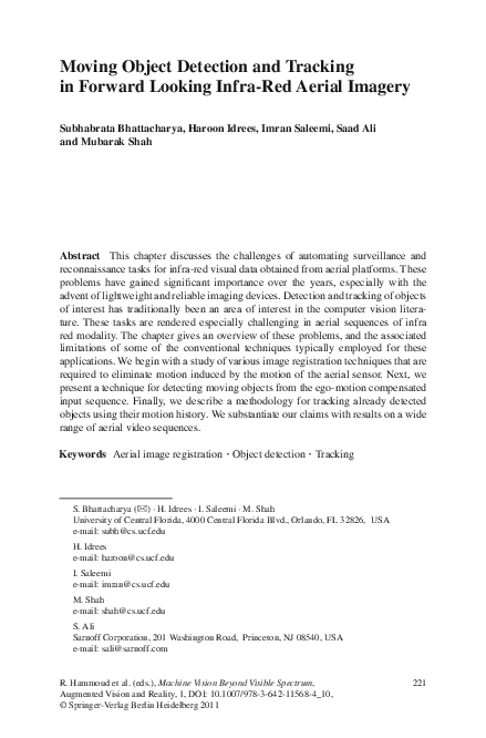 (PDF) Moving Object Detection and Tracking in Forward Looking Infra-Red Aerial Imagery