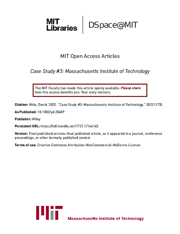 (PDF) Case Study #3: Massachusetts Institute of Technology
