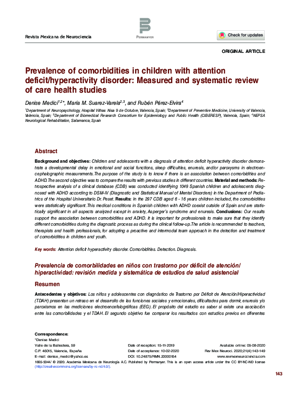 (PDF) Prevalence of comorbidities in children with attention deficit ...