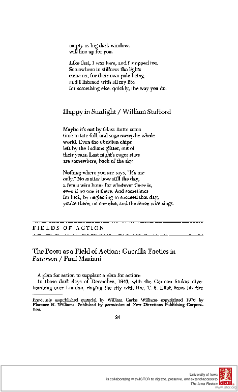 (PDF) The Poem as a Field of Action: Guerilla Tactics in "Paterson ...