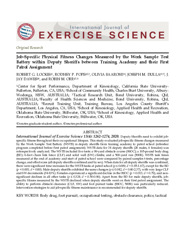 (PDF) Job-Specific Physical Fitness Changes Measured by the Work Sample ...