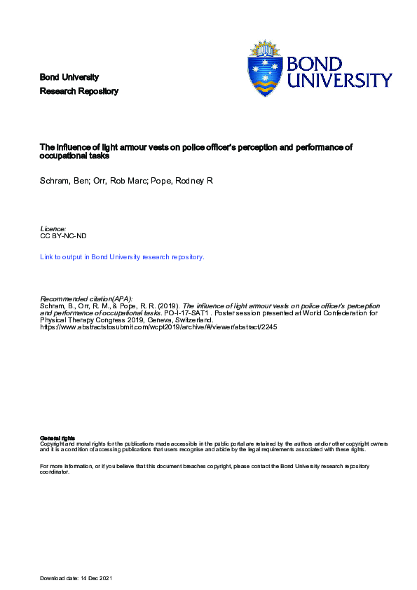 (PDF) The influence of light armour vests on police officer’s ...