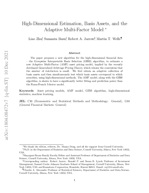 (PDF) High-Dimensional Estimation, Basis Assets, and the Adaptive Multi ...