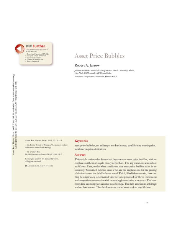 (PDF) Asset Price Bubbles