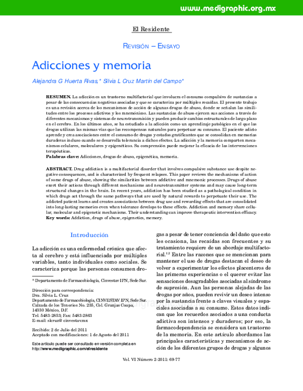 (PDF) Adicciones y memoria