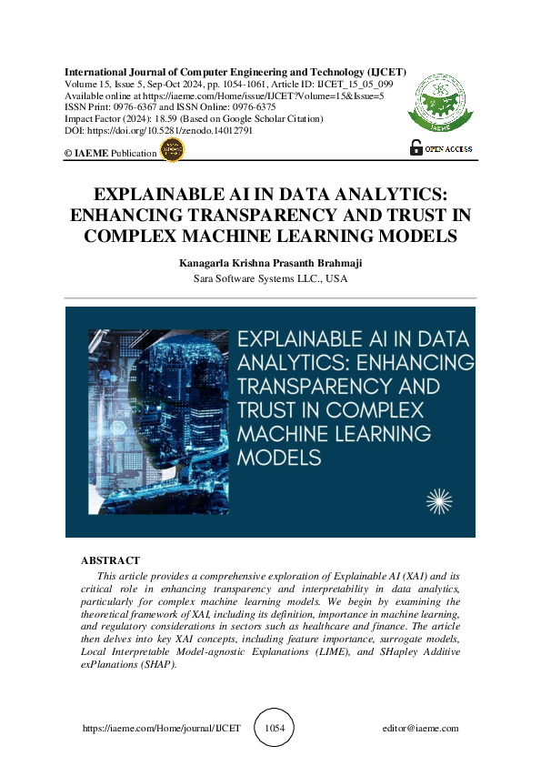 (PDF) EXPLAINABLE AI IN DATA ANALYTICS: ENHANCING TRANSPARENCY AND TRUST IN COMPLEX MACHINE ...