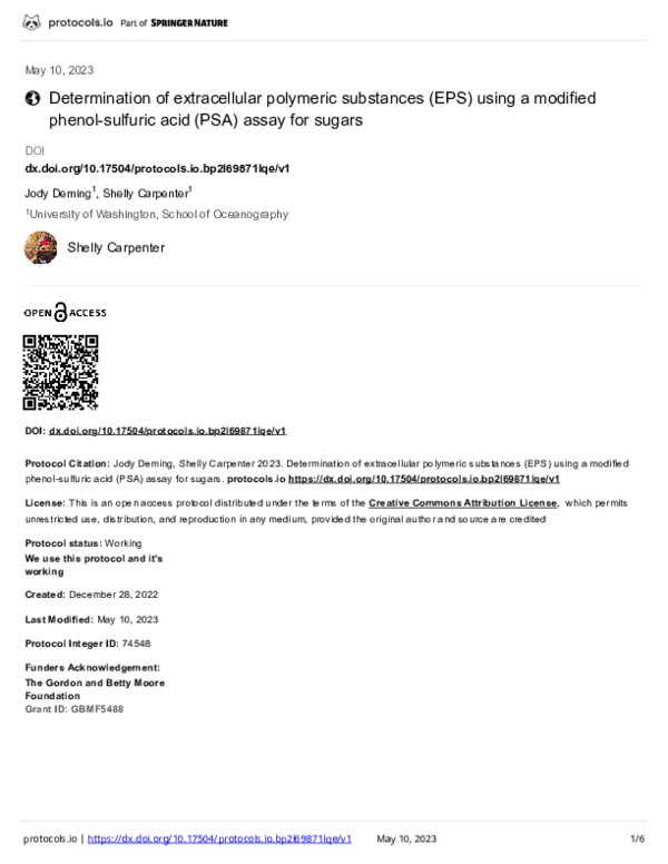(PDF) Determination of extracellular polymeric substances (EPS) using a ...