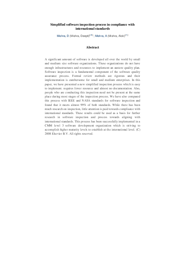 (PDF) Simplified software inspection process in compliance with international standards