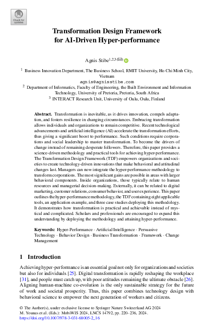 (PDF) Transformation Design Framework for AI-Driven Hyper-performance