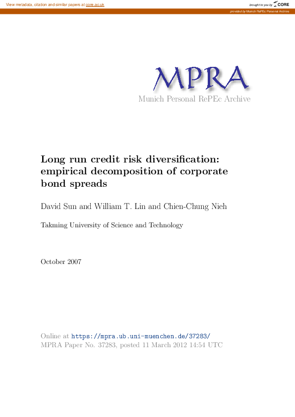 (PDF) Long run credit risk diversification: empirical decomposition