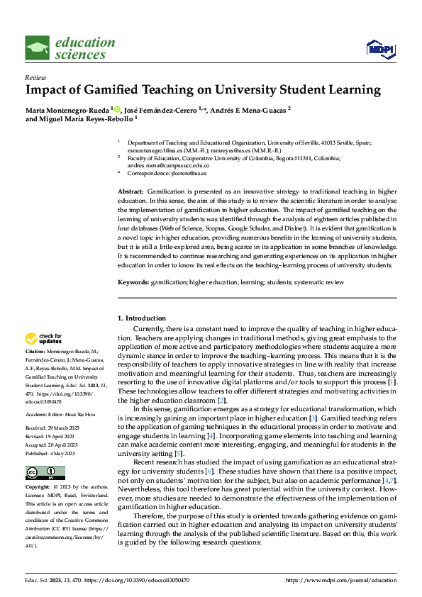 (PDF) Impact of Gamified Teaching on University Student Learning
