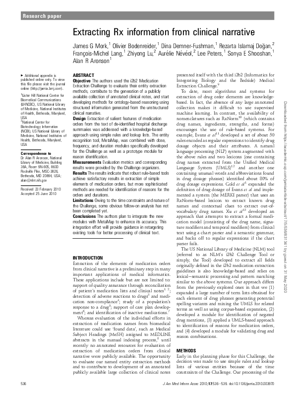 (PDF) Extracting Rx information from clinical narrative