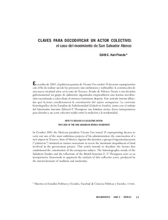 (PDF) Keys to decode a collective actor: the case of San Salvador ...