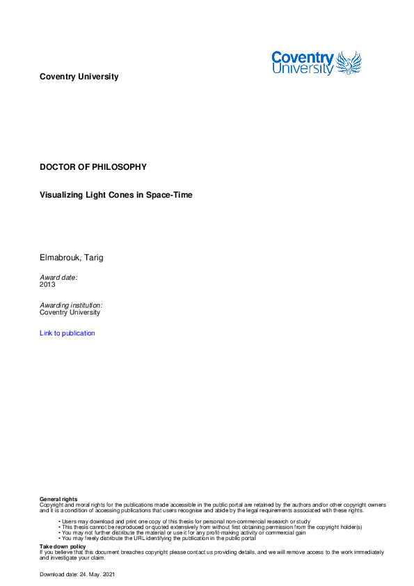 Pdf Visualizing Light Cones In Space Time