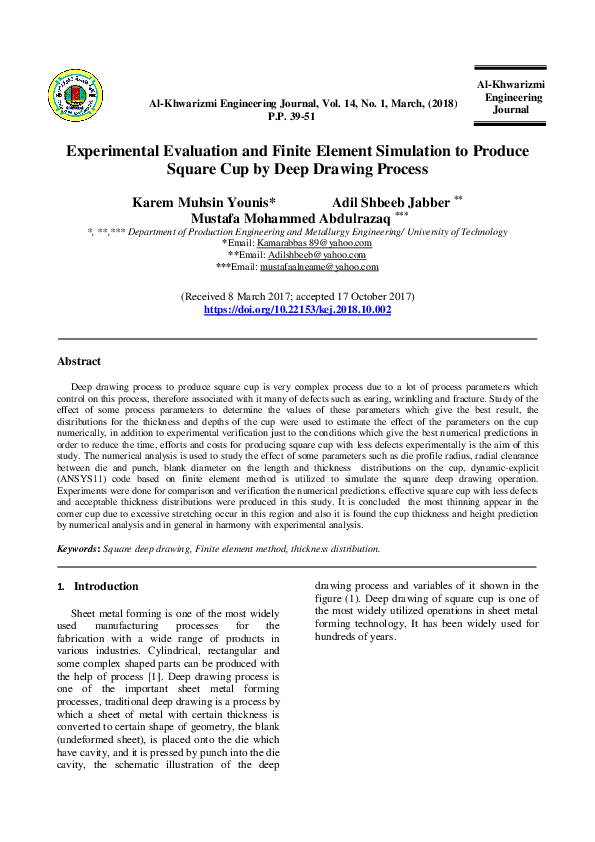 (PDF) Experimental Evaluation and Finite Element Simulation to Produce ...