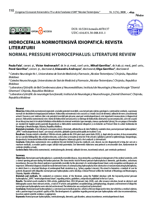 (PDF) Normal Pressure Hydrocephalus: Literature Review
