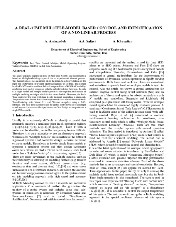 A real-time multiple-model based control and identification of a nonlinear process