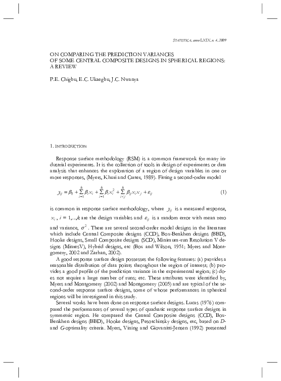 (PDF) On comparing the prediction variances of some central composite ...