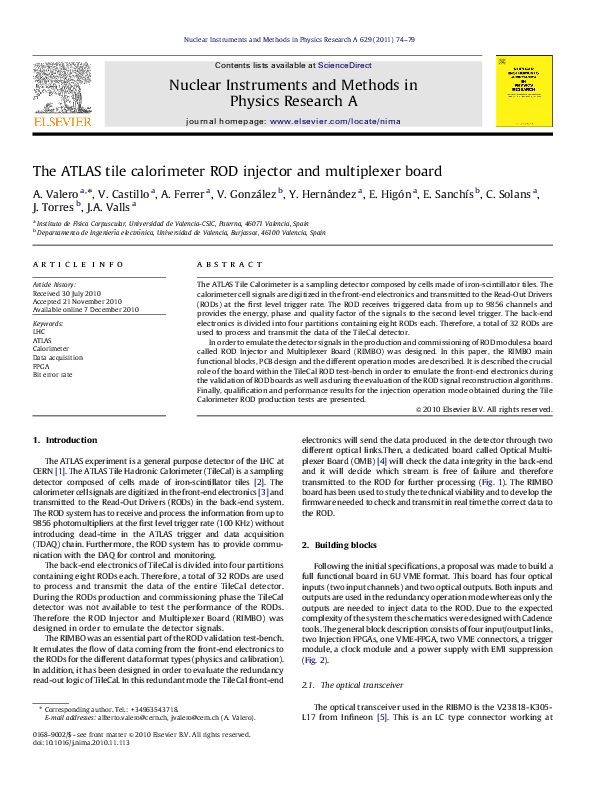 (PDF) The ATLAS tile calorimeter ROD injector and multiplexer board | A ...