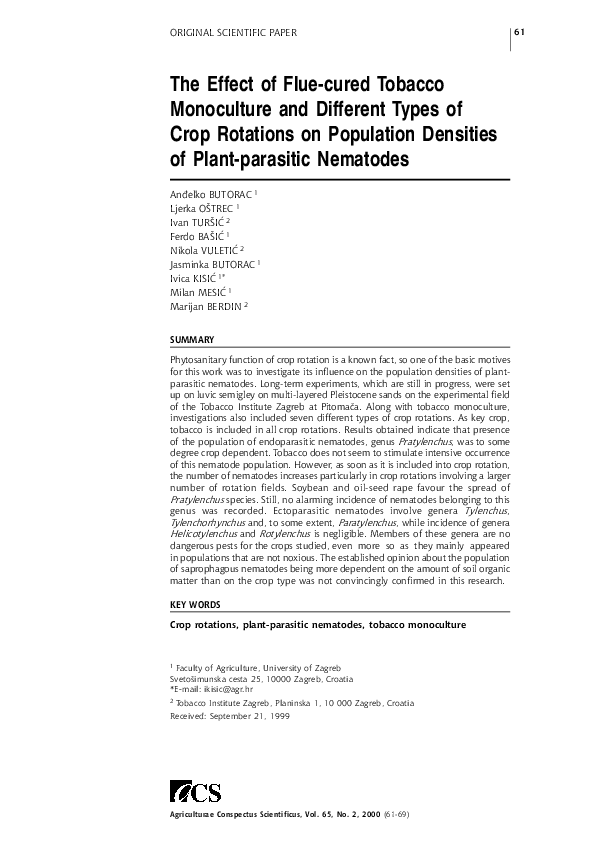 (PDF) The Effect of Flue-cured Tobacco Monoculture and Different Types ...