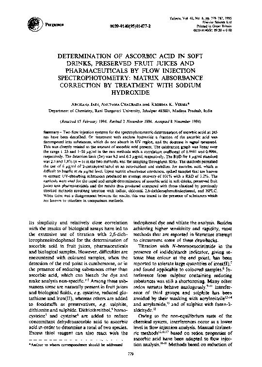 (PDF) Determination of ascorbic acid in soft drinks, preserved fruit ...