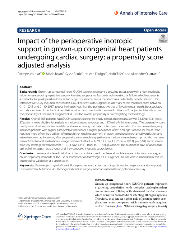 (PDF) Impact of the perioperative inotropic support in grown-up ...