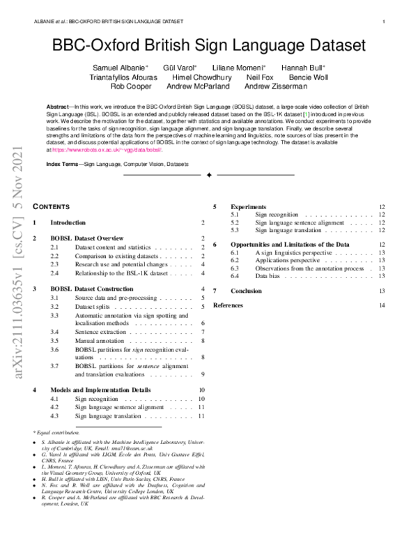 (PDF) BBC-Oxford British Sign Language Dataset