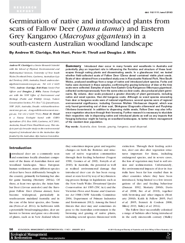 (PDF) Germination of native and introduced plants from scats of Fallow ...