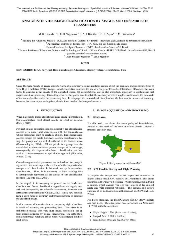 (PDF) Analysis of VHR Image Classification by Single and Ensemble of Classifiers