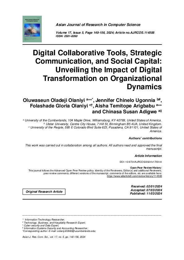 (PDF) Digital Collaborative Tools, Strategic Communication, and Social Capital: Unveiling the ...