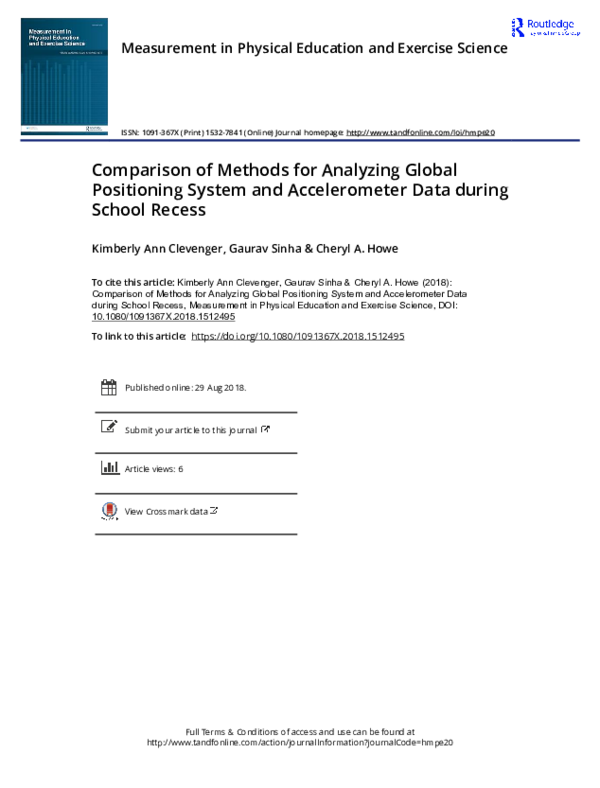 (PDF) Comparison of Methods for Analyzing Global Positioning System and Accelerometer Data ...