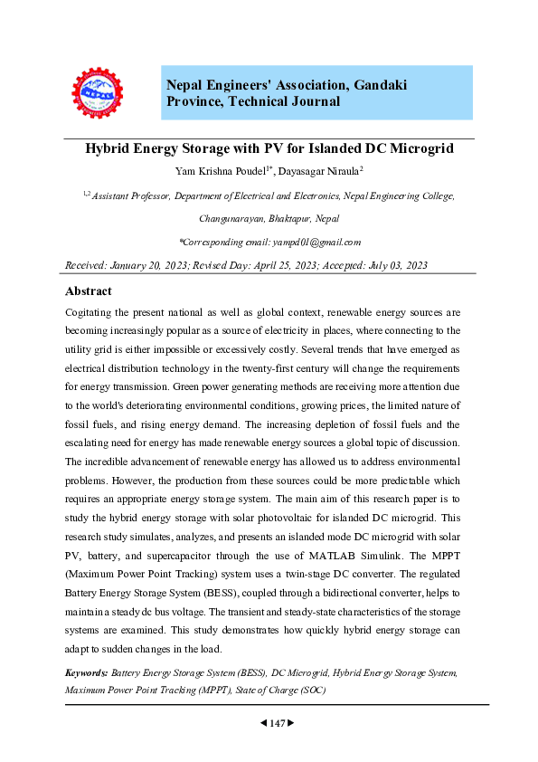 (PDF) Hybrid Energy Storage with PV for Islanded DC Microgrid