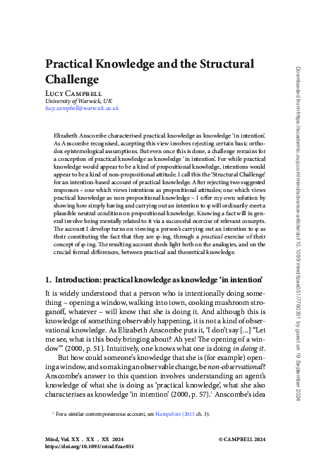 (PDF) Practical Knowledge and the Structural Challenge