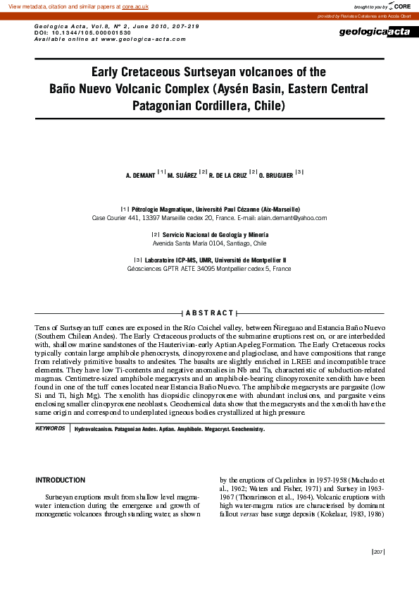 (PDF) Early Cretaceous Surtseyan volcanoes of the Bano Nuevo Volcanic ...