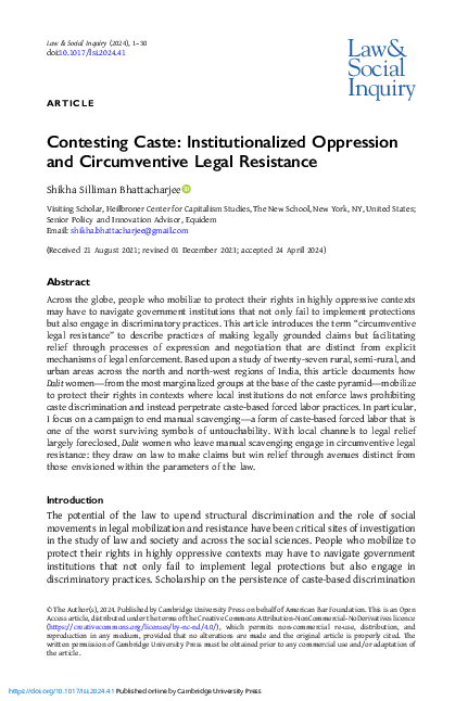 (PDF) Contesting Caste: Institutionalized Oppression and Circumventive ...