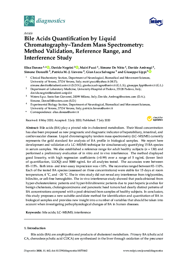 (PDF) Bile Acids Quantification by Liquid Chromatography–Tandem Mass Spectrometry: Method ...