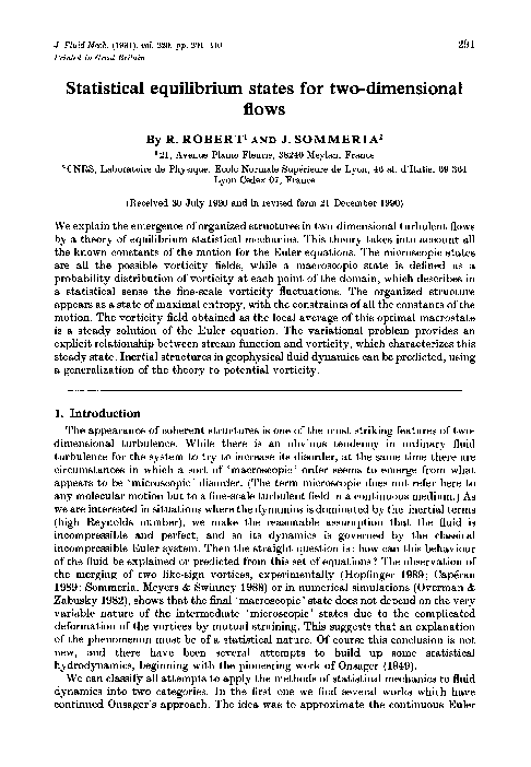 (PDF) Statistical equilibrium states for two-dimensional flows