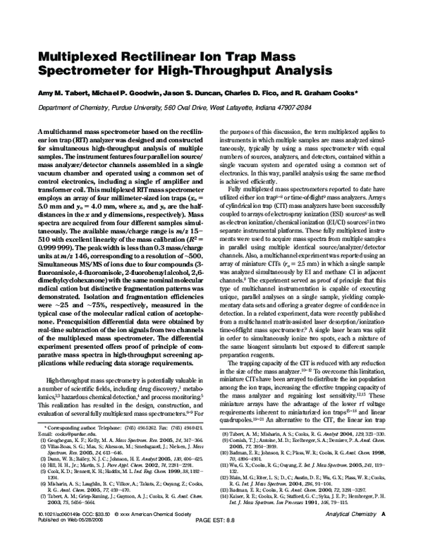 (PDF) Multiplexed Rectilinear Ion Trap Mass Spectrometer for High-Throughput Analysis