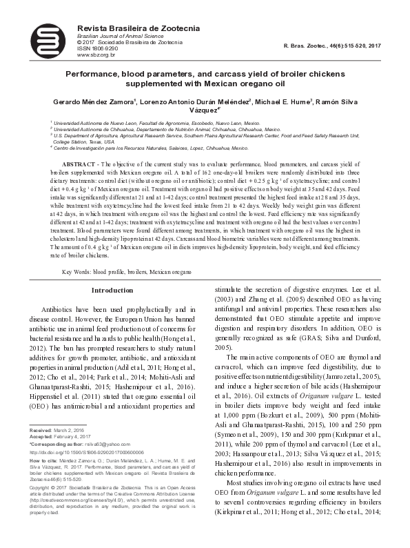 (PDF) Performance, blood parameters, and carcass yield of broiler ...
