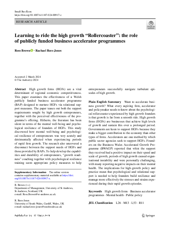 (PDF) Learning to ride the high growth “Rollercoaster”: the role of ...