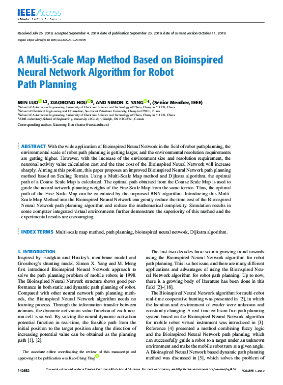 (PDF) A Multi-Scale Map Method Based on Bioinspired Neural Network Algorithm for Robot Path Planning