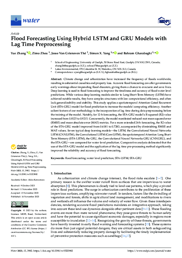 (PDF) Flood Forecasting Using Hybrid LSTM and GRU Models with Lag Time Preprocessing