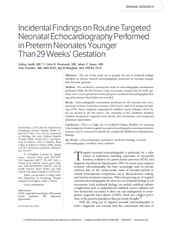 (PDF) Incidental Findings on Routine Targeted Neonatal Echocardiography ...