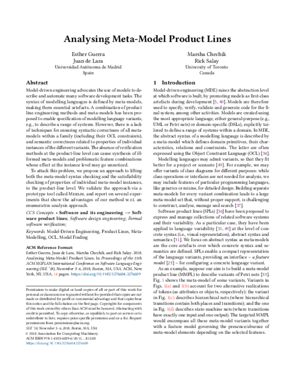 (PDF) Analysing meta-model product lines