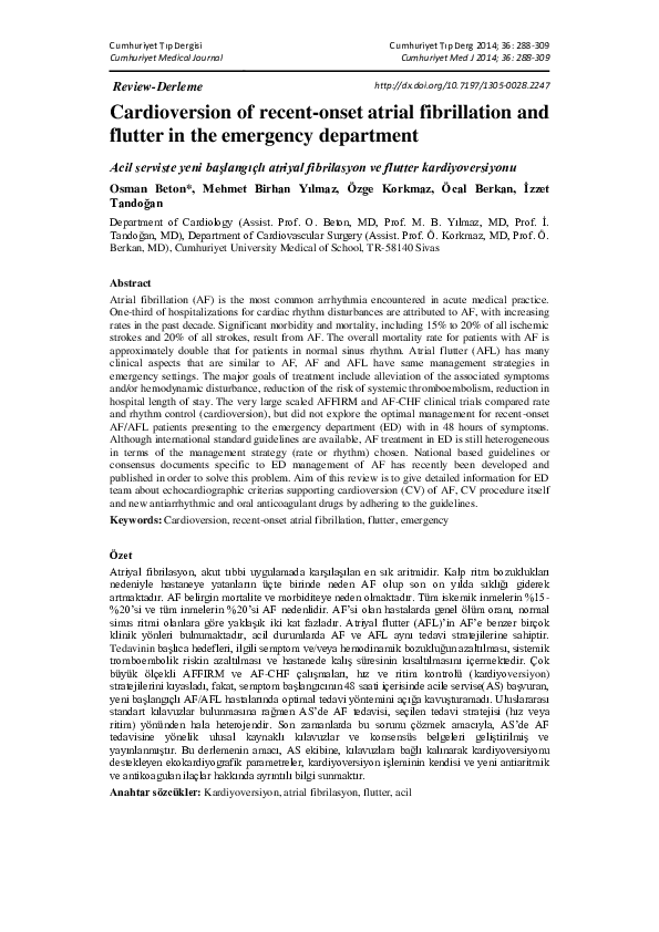 (PDF) Cardioversion of recent-onset atrial fibrillation and flutter in ...