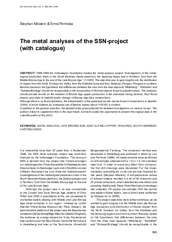 (PDF) The metal analyses of the SSN-project (with catalogue)